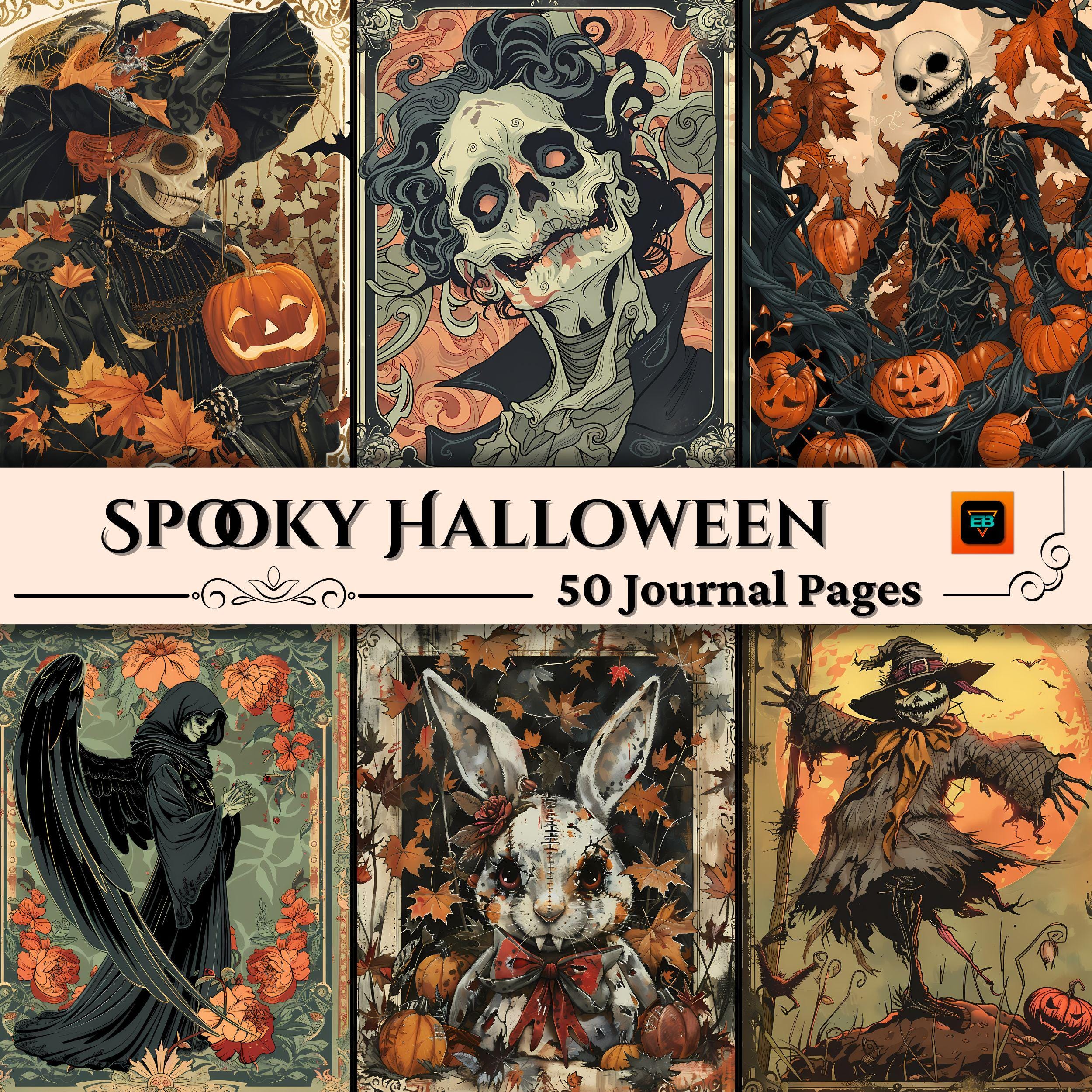 Spooky Halloween Junk Journal Pages, Digital Scrapbook Paper Kit ...