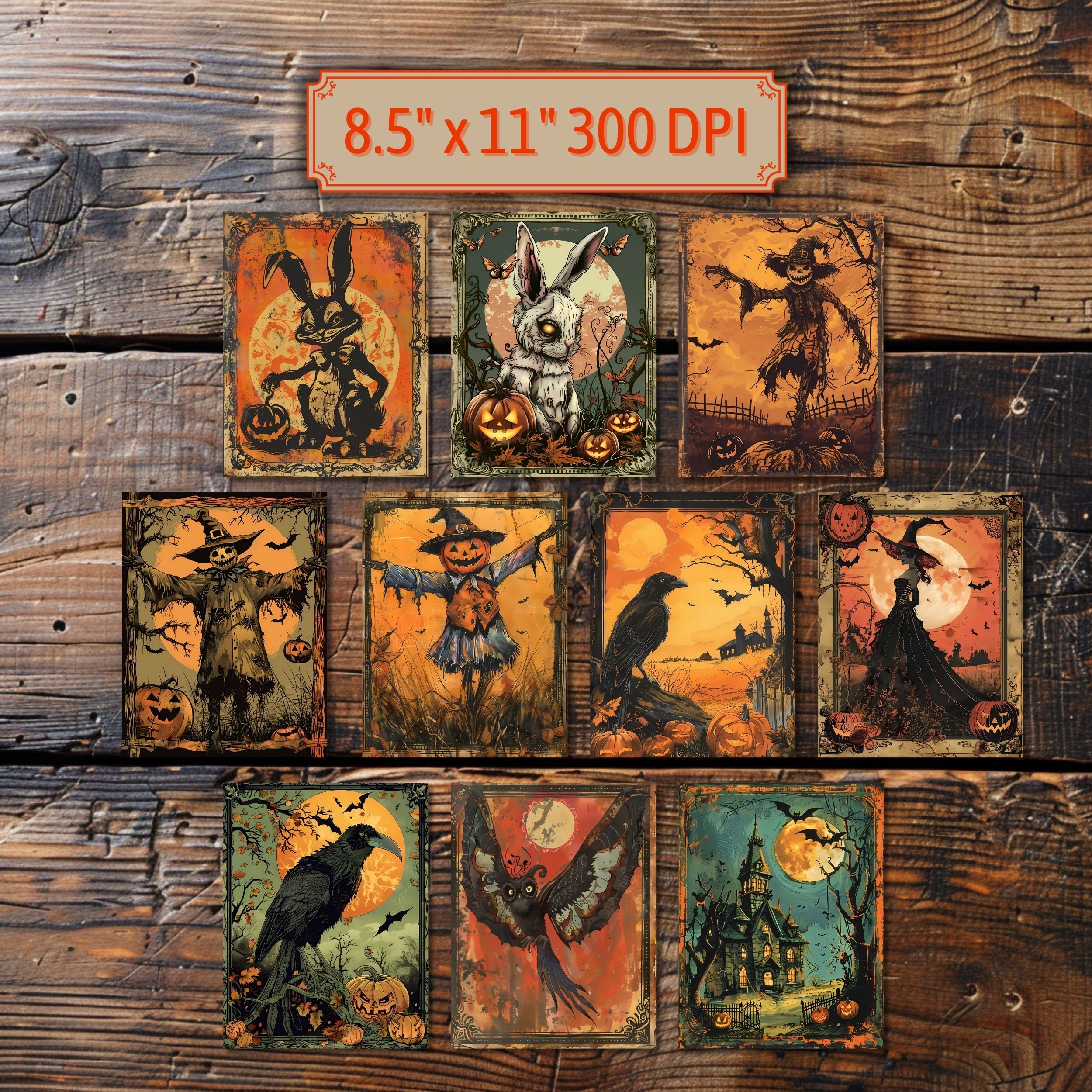Creepy Halloween Junk Journal Pages, Digital Scrapbook Paper Kit ...