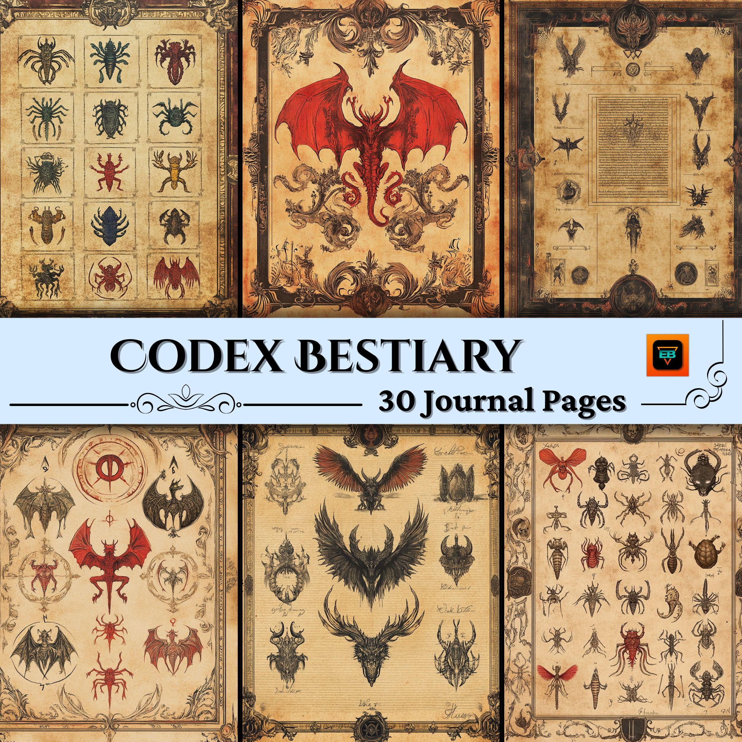 Codex Bestiary Journal Pages, Monster Scrapbook Sheets, BOS Grimoire ...