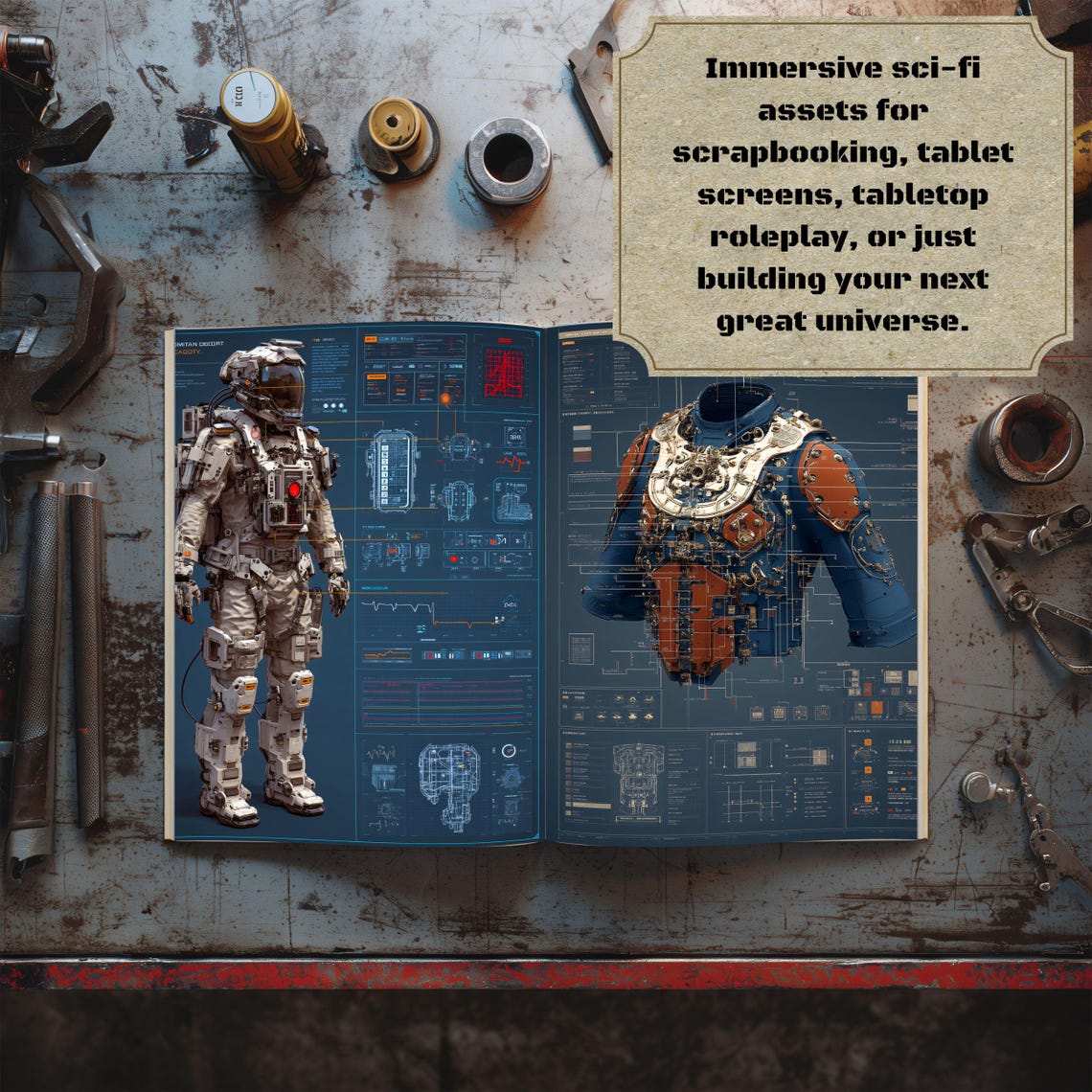 Sci-fi Power Armour Blueprints, TTRPG Handout, Cosplay Prop, Science ...