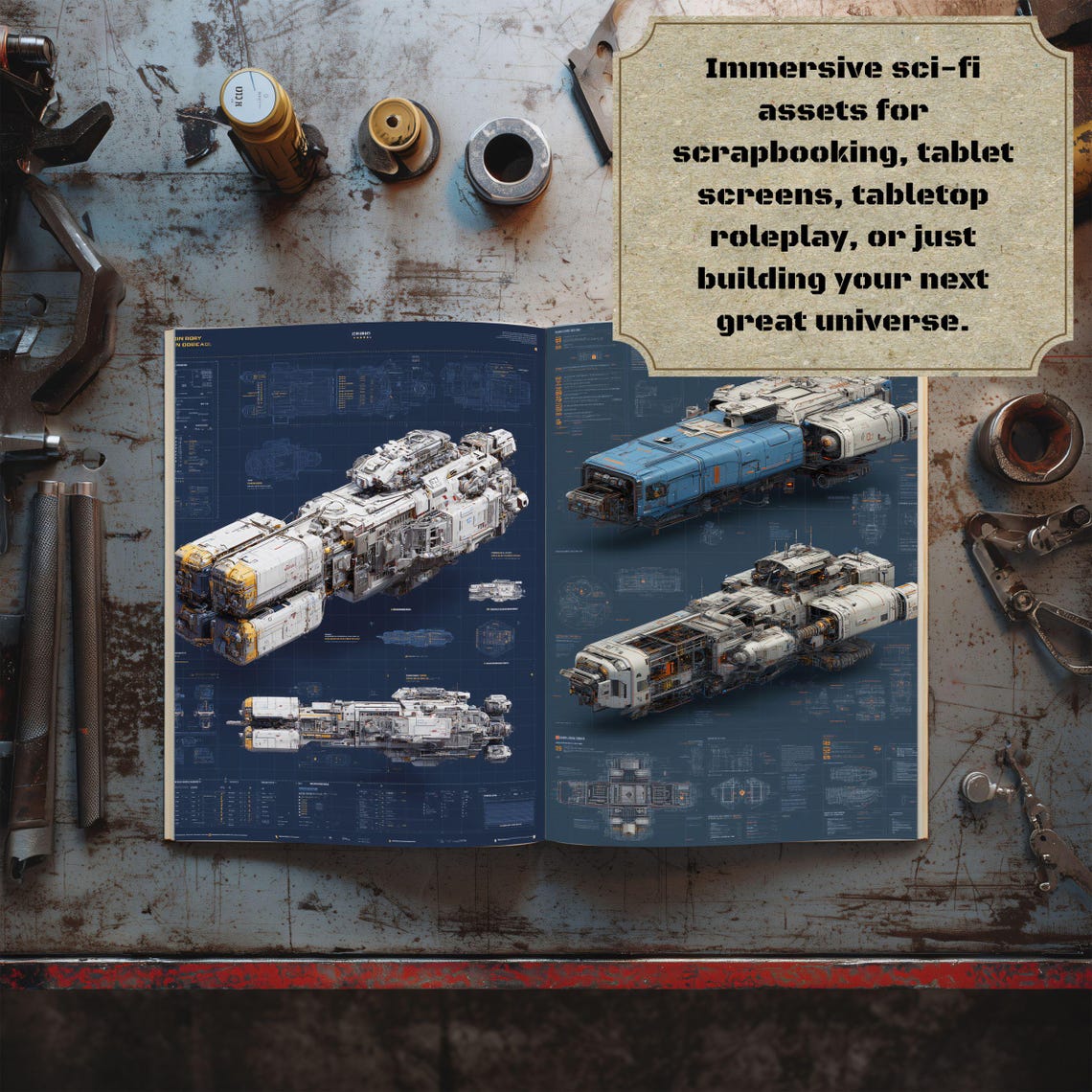 Sci-fi Spaceship Blueprints, TTRPG Handout, Cosplay Prop, Science ...