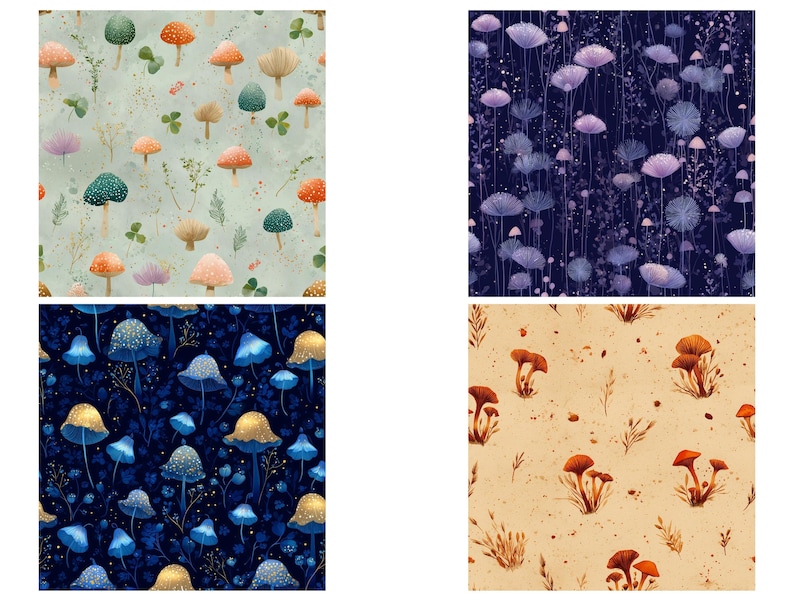 Mushroom Seamless Pattern Paper for Scrapbook, Junk Journals and Print ...