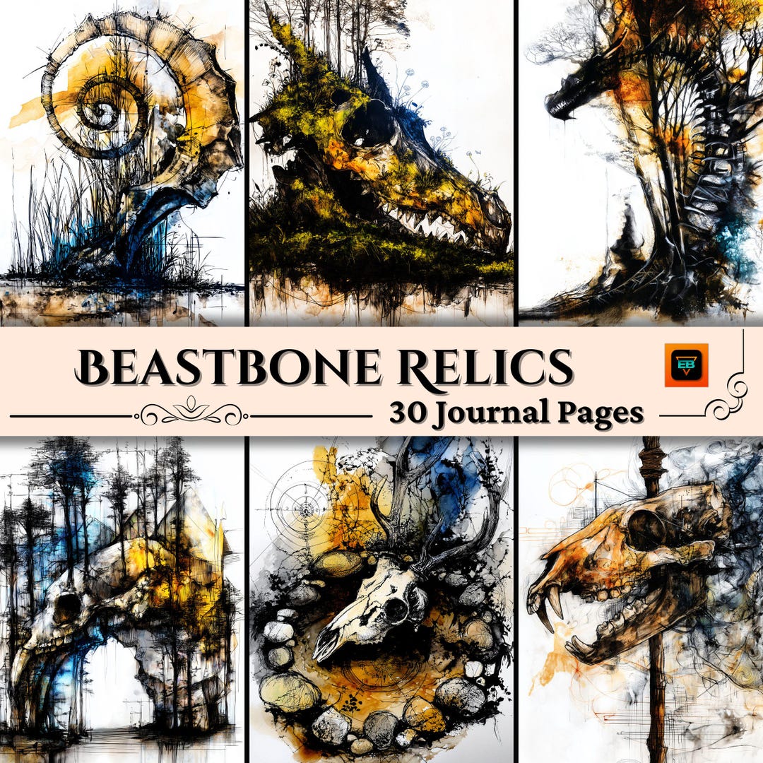 Beastbone Relics Ephemera Bundle, Fantasy Bone Art Printable, Mythic ...