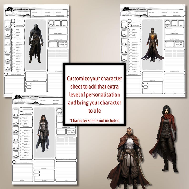 Dnd Character Art, Dnd PNG, Personalise Your Dnd Character Sheet ...