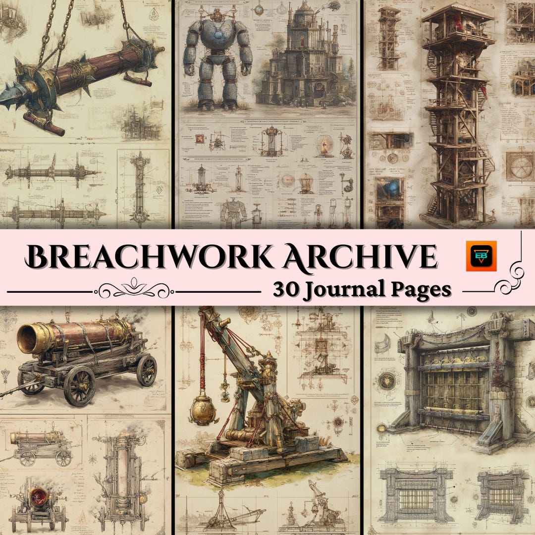 Siege Engine Blueprints, Fantasy Fortification Ephemera, Printable Dnd ...