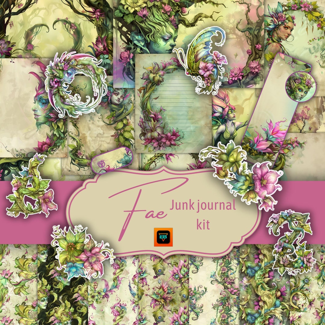 Forest Fairy Junk Journalism Kit, Fae Fairie Scrap Booking Kit, Fantasy ...