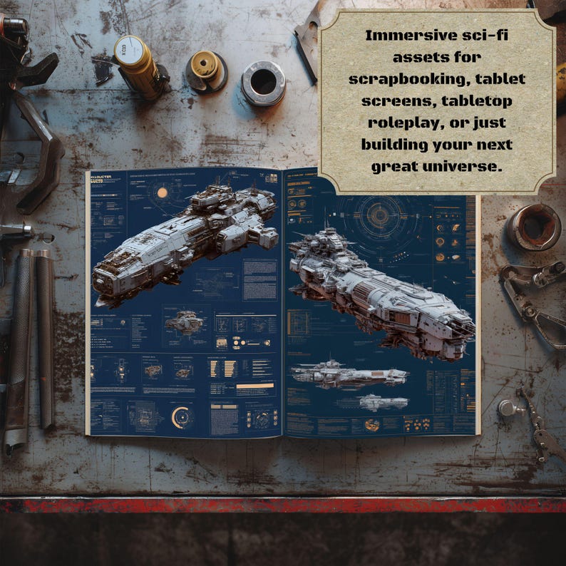 Sci-fi Spaceship Blueprints, TTRPG Handout, Cosplay Prop, Science ...