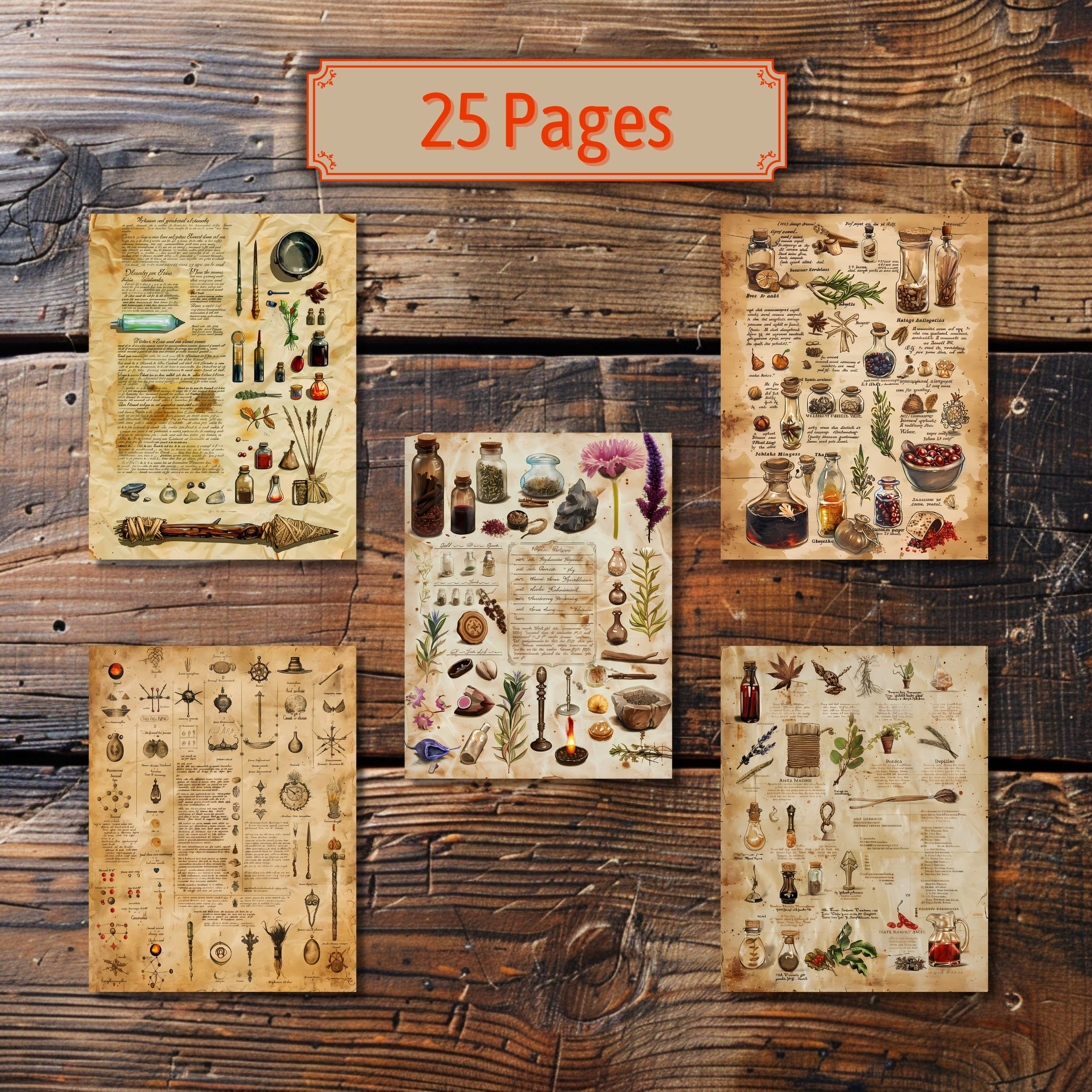 Witchcraft Junk Journal Pages, Digital Scrapbook Paper Kit, Ingredient ...