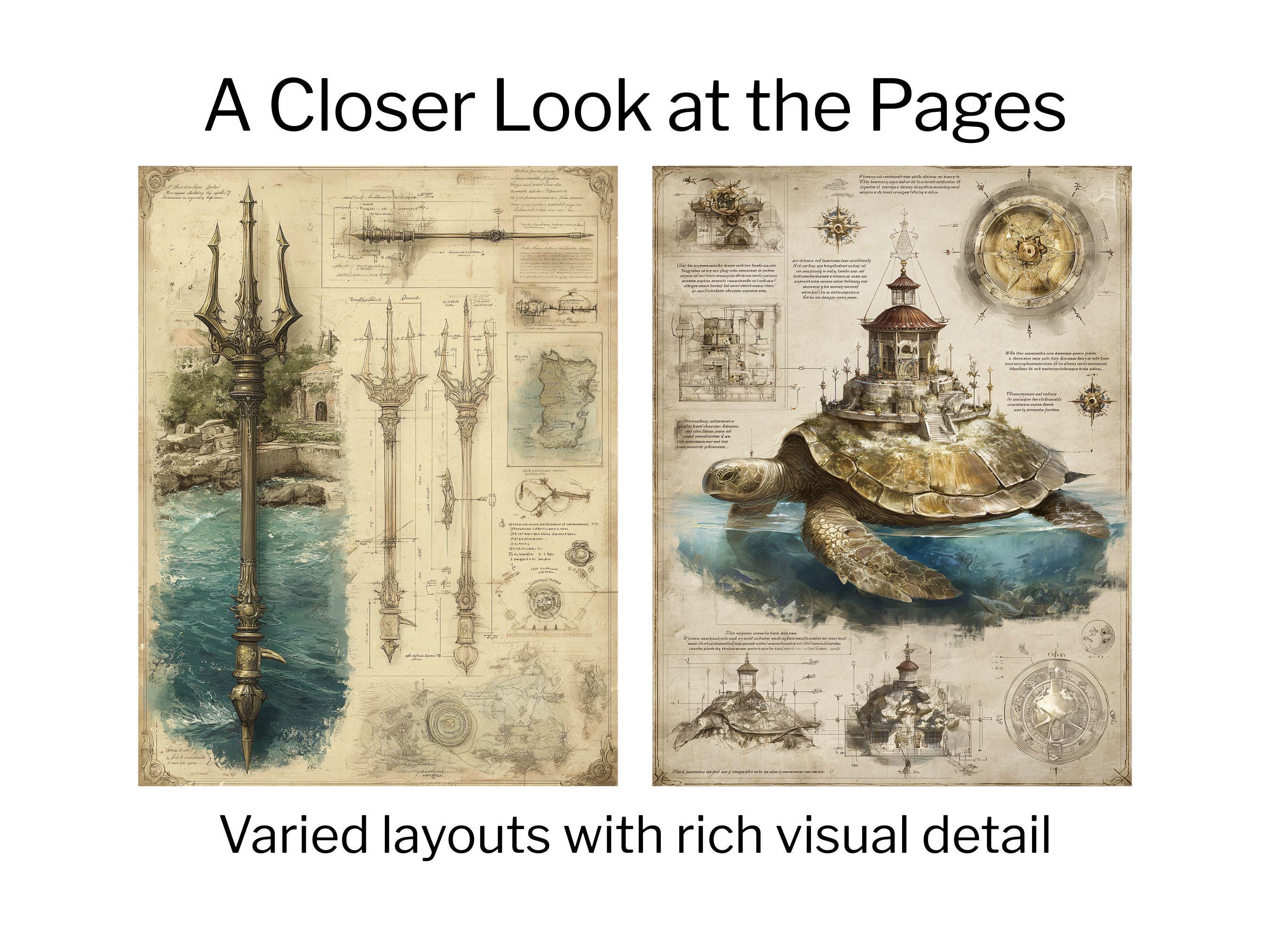 Fantasy Ocean Pages, Magical Sea Printables, Arcane Junk Journal Pages ...
