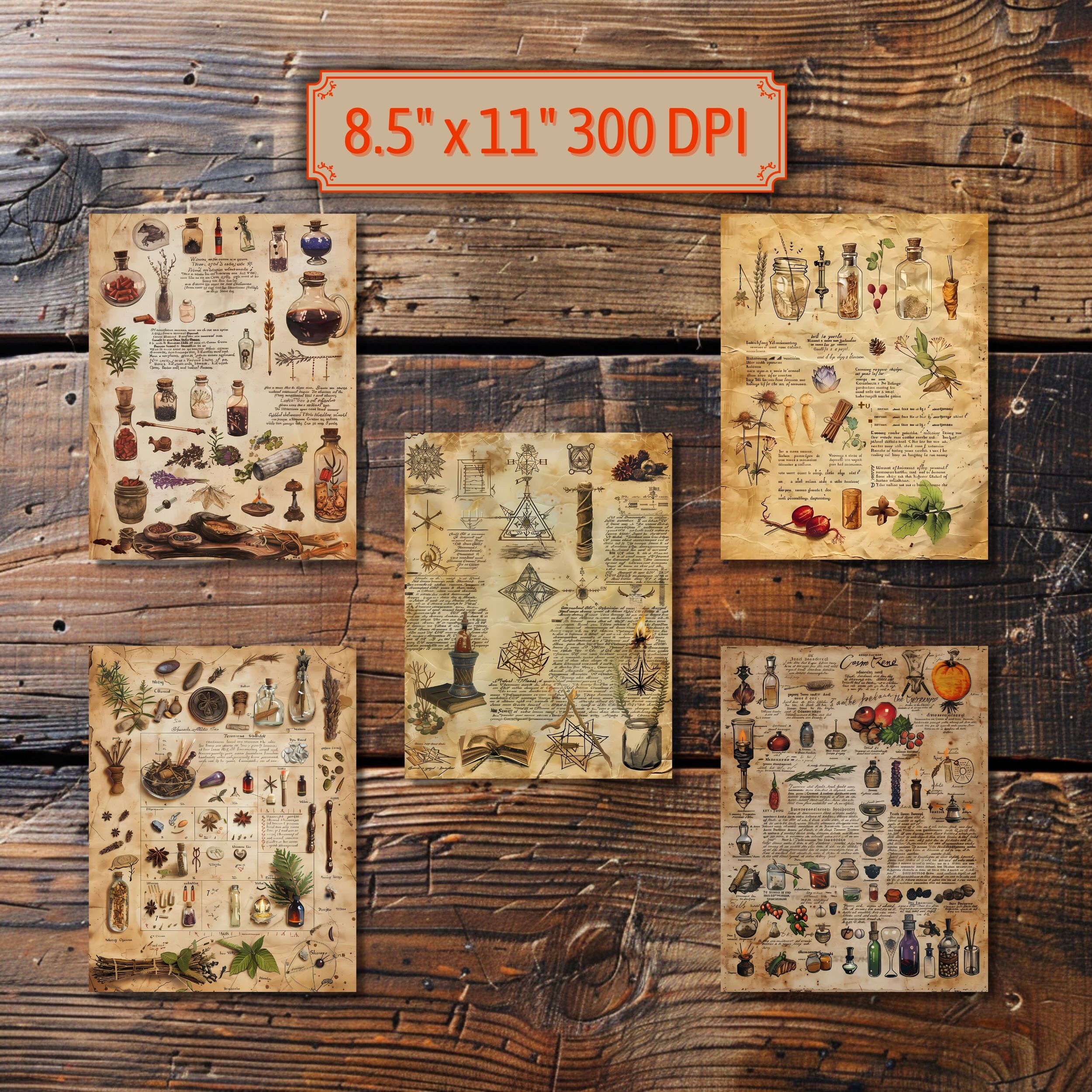 Witchcraft Junk Journal Pages, Digital Scrapbook Paper Kit, Ingredient ...