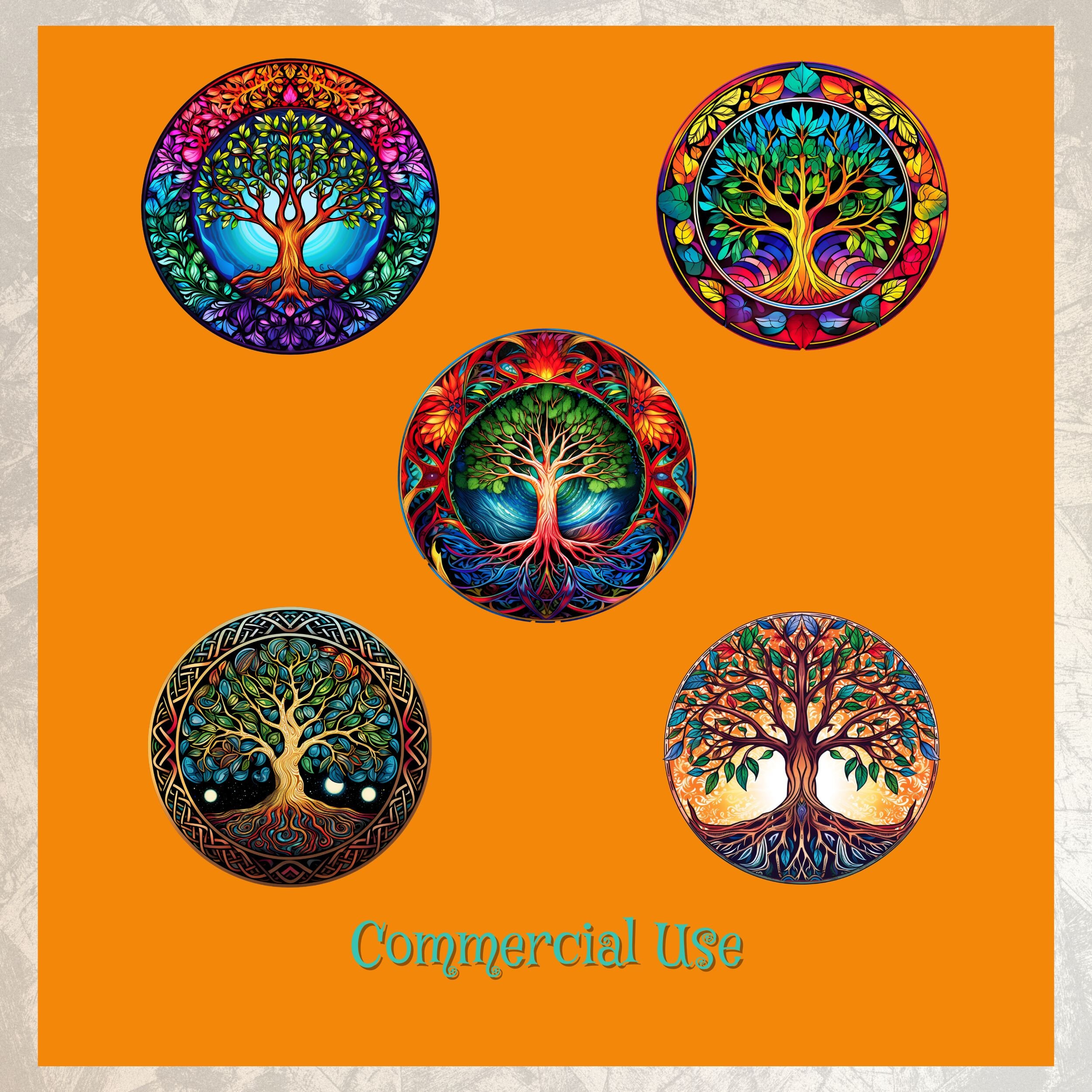 Colourful Tree of Life Collection Clipart, SVG Tree Clipart, Rainbow ...