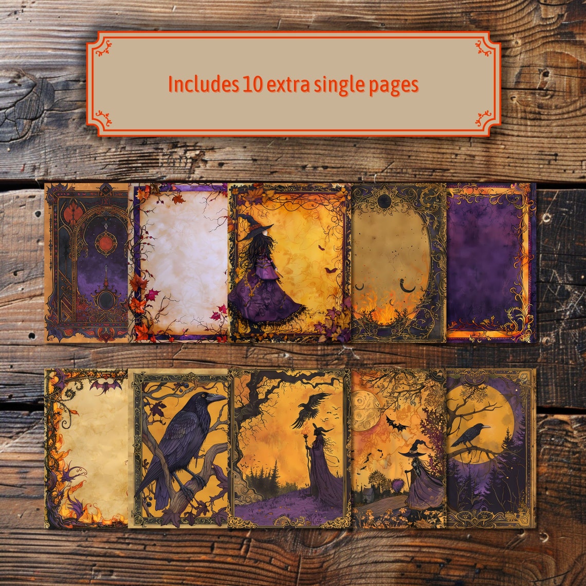 Violet Witchcraft Junk Journal Kit, Witchy Scrapbook Pages, Wicca ...