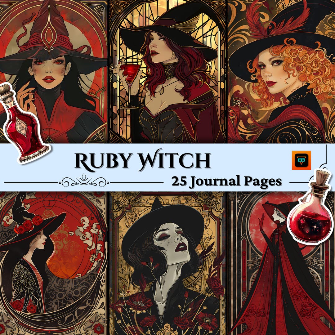 Ruby Witch Junk Journal Kit, Digital Download, Witchy Ephemera ...