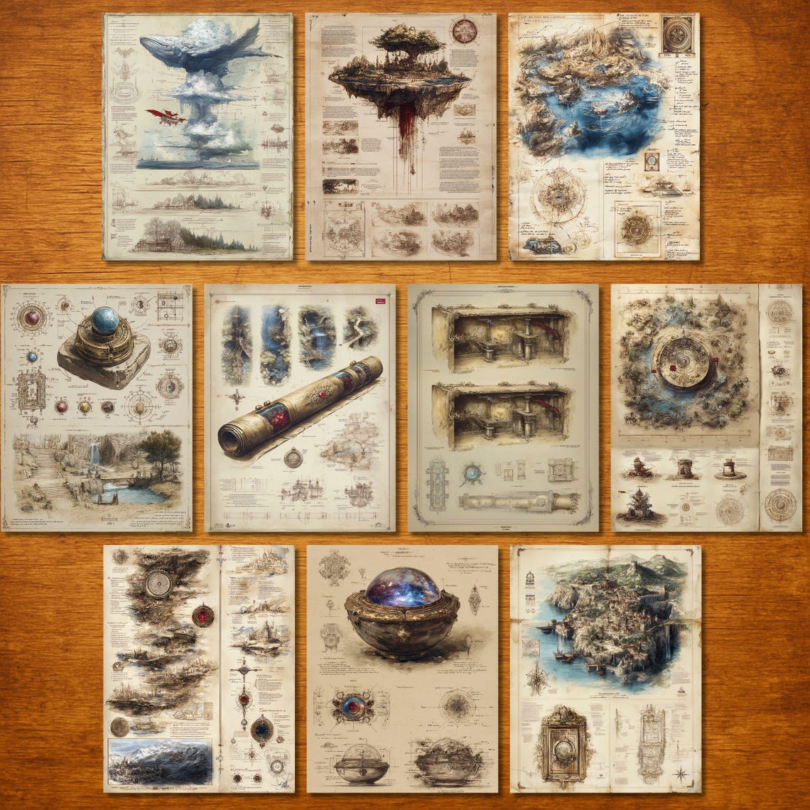 Fantasy Map Pages, Junk Journal Kit, Arcane Scrapbook Paper, Magical ...