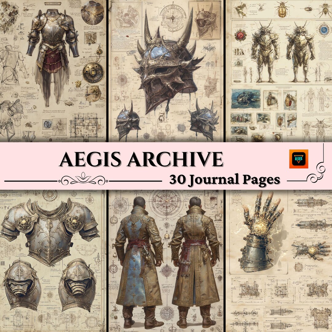 Fantasy Armour Blueprints, Printable Prop Pages, RPG Scrapbook Kit, Dnd ...