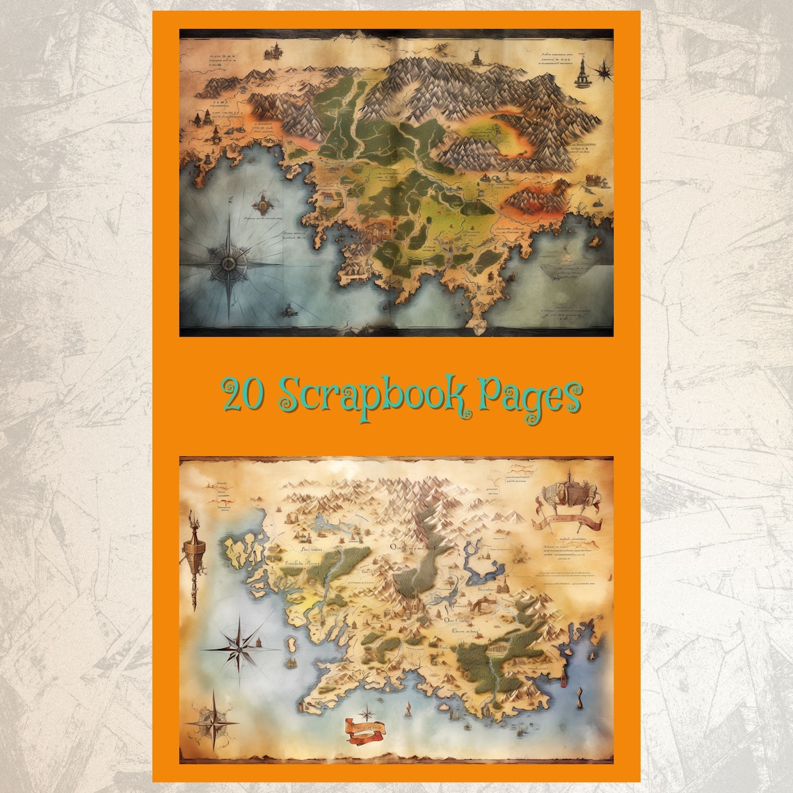 Fantasy Map Scrapbook Pages, Fairy Kingdom Junk Journal Kit, Dnd Gaming ...