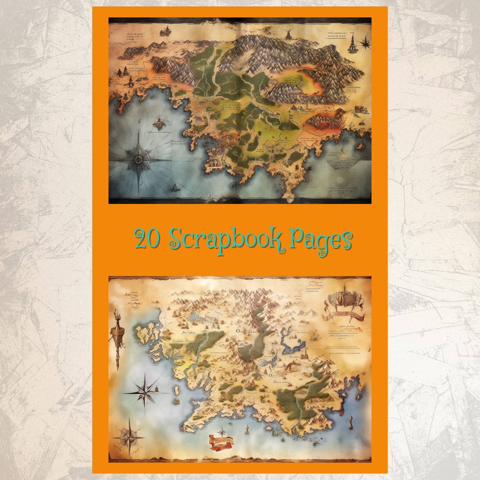 Fantasy Map Scrapbook Pages, Fairy Kingdom Junk Journal Kit, Dnd Gaming ...