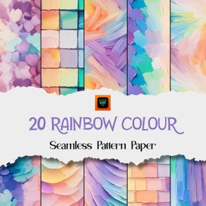 Rainbow Pattern Digital Paper, Seamless Multicolour Backgrounds ...