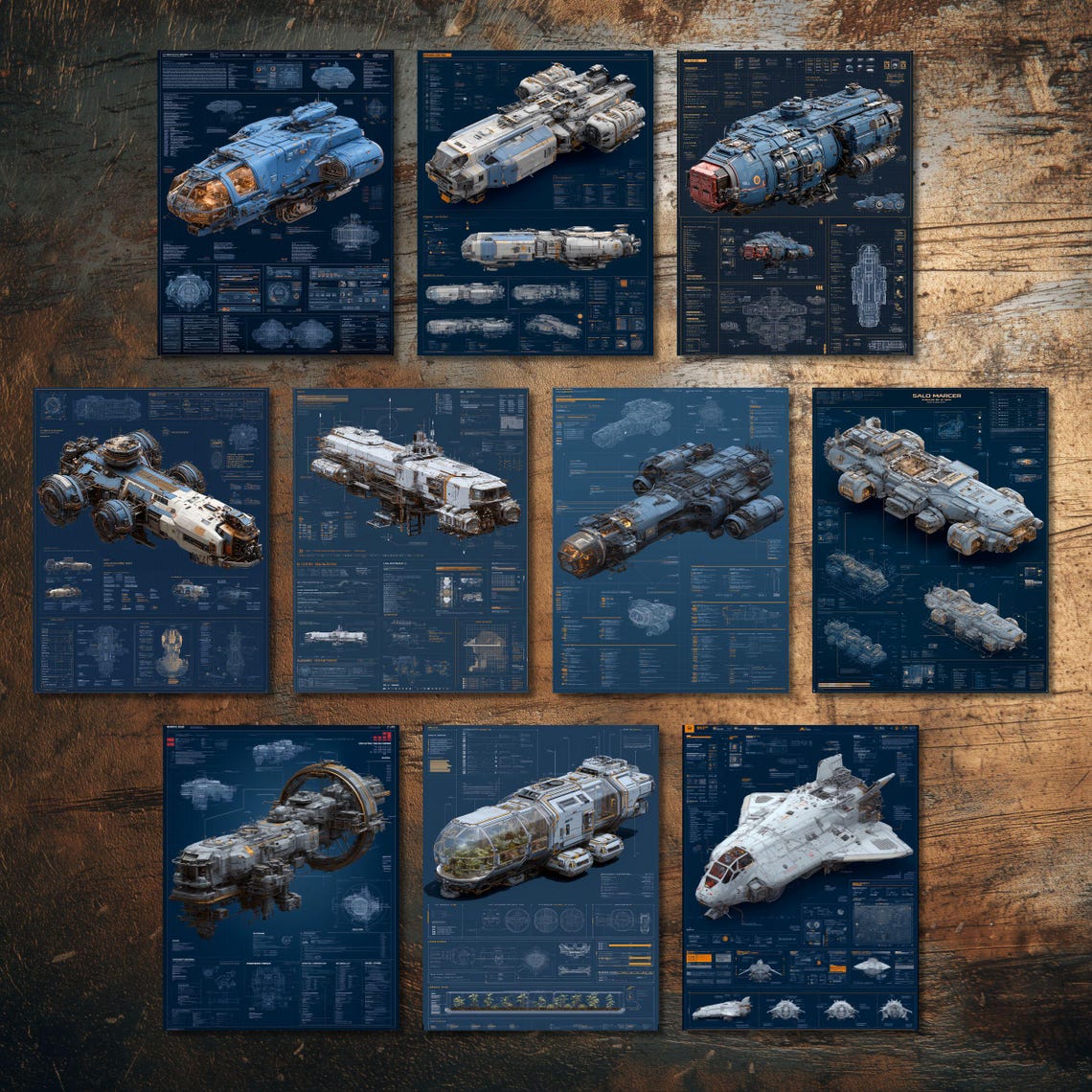 Sci-fi Spaceship Blueprints, TTRPG Handout, Cosplay Prop, Science ...