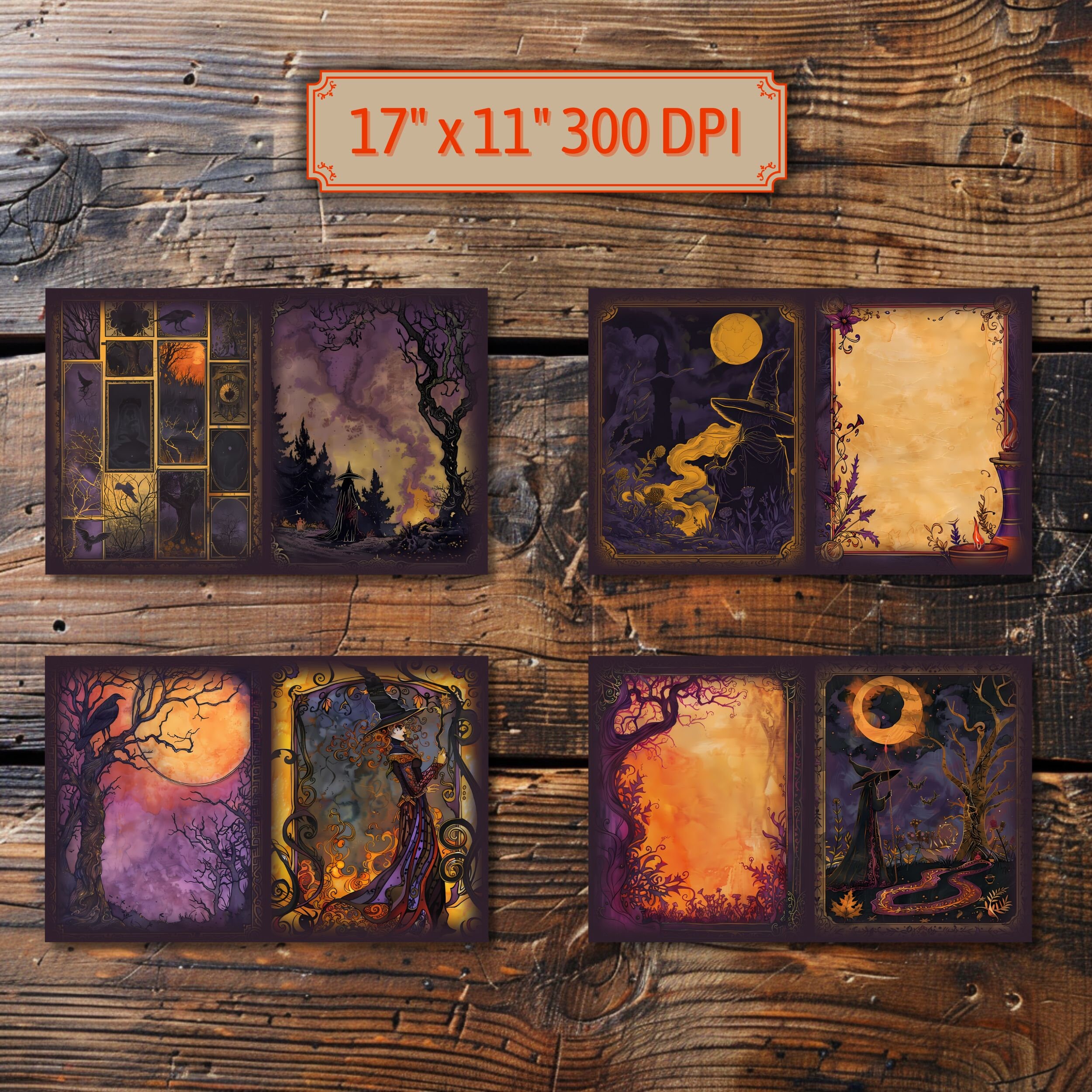 Violet Witchcraft Junk Journal Kit, Witchy Scrapbook Pages, Wicca ...