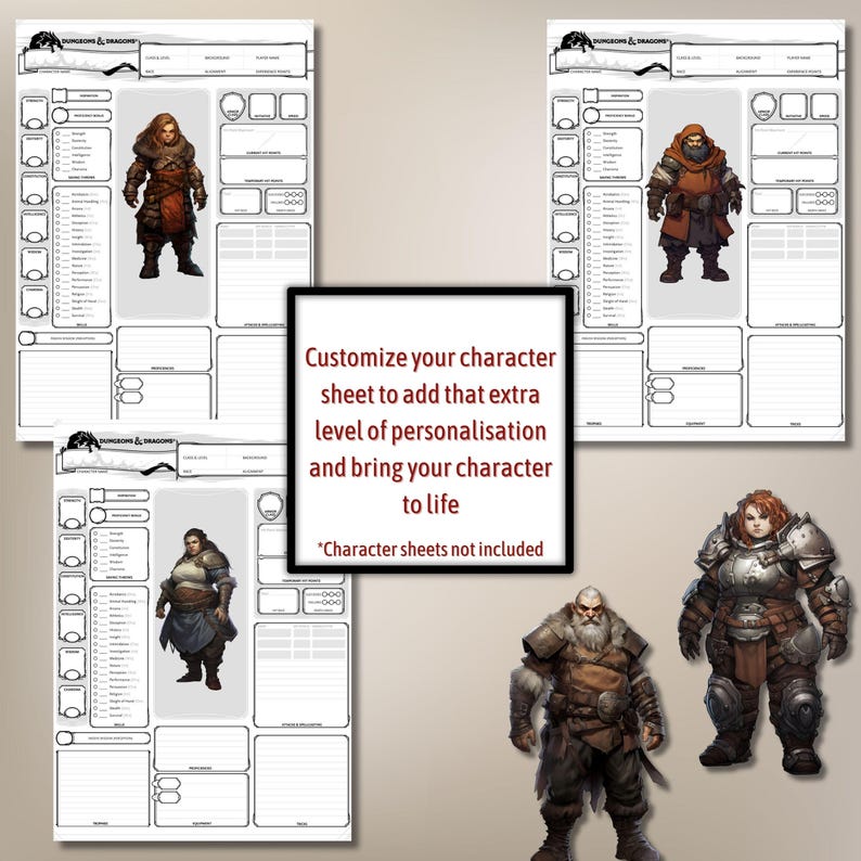 Dnd Character Art, Dnd PNG, Personalise Your Dnd Character Sheet ...