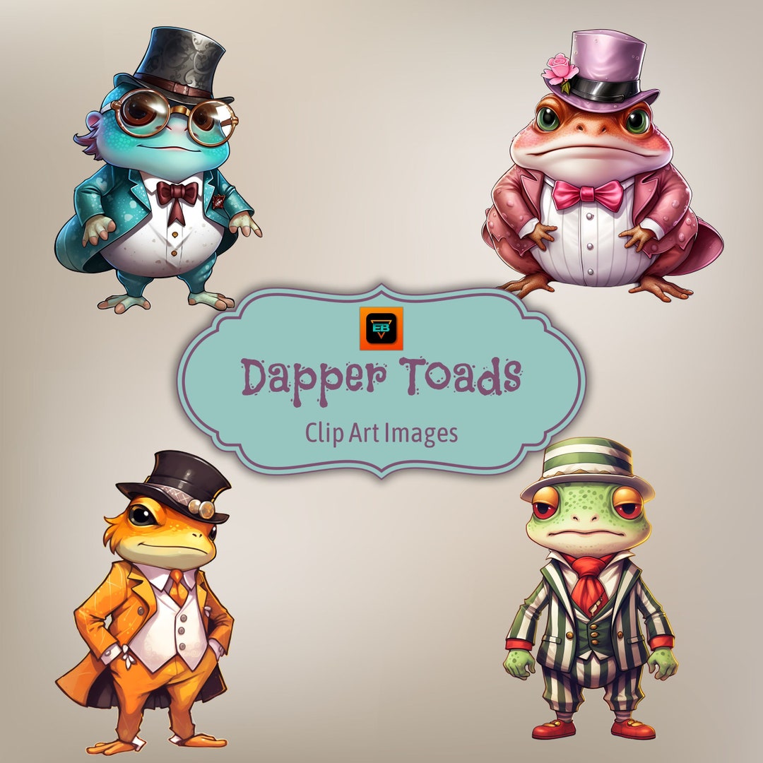 Dapper Toads Clipart, Cute Kids Craft Graphics, Instant Download ...