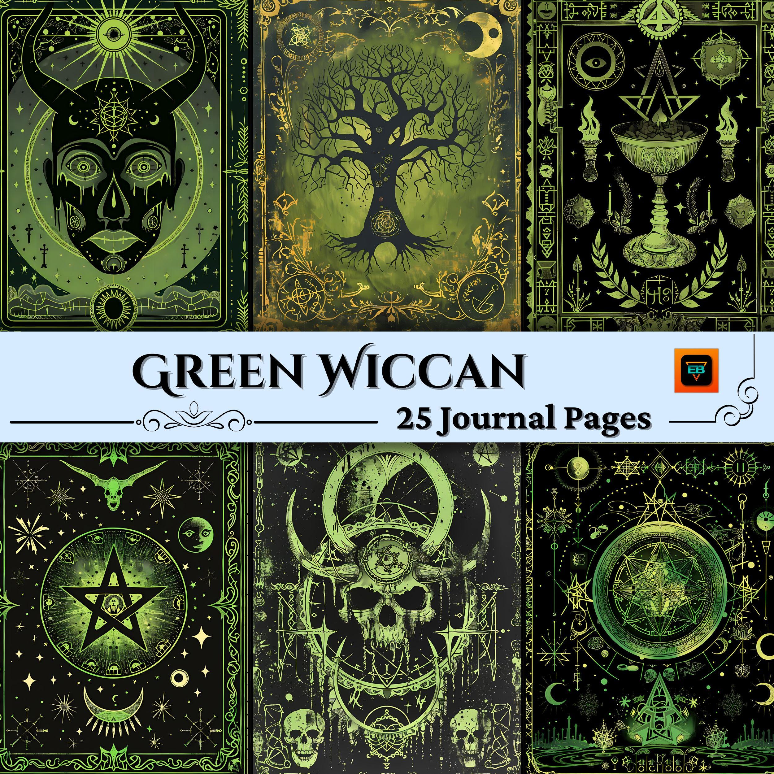 Green Witchcraft Junk Journal Pages, Digital Scrapbook Paper Kit, Witch ...