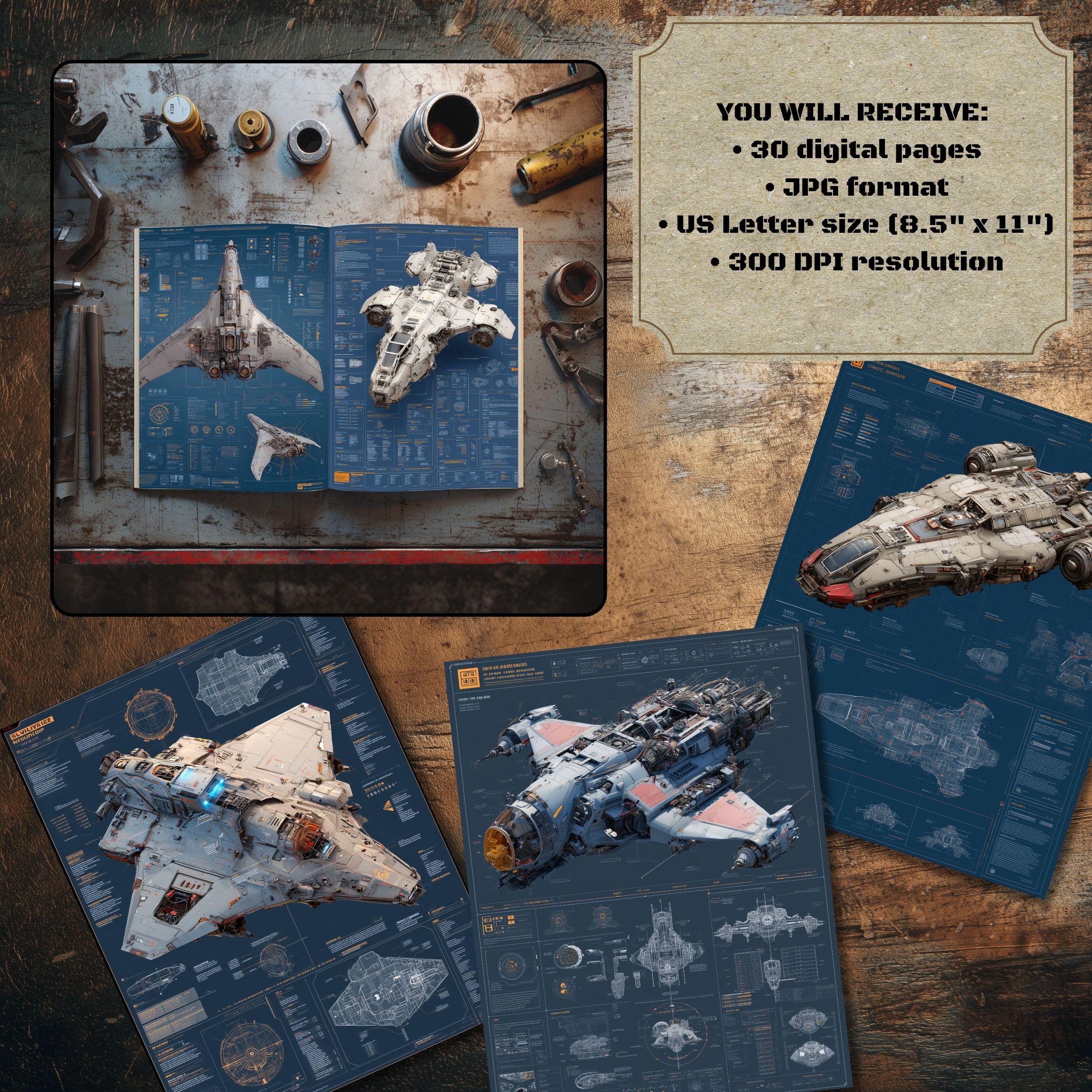 Sci-fi Spaceship Blueprints, TTRPG Handout, Cosplay Prop, Science ...