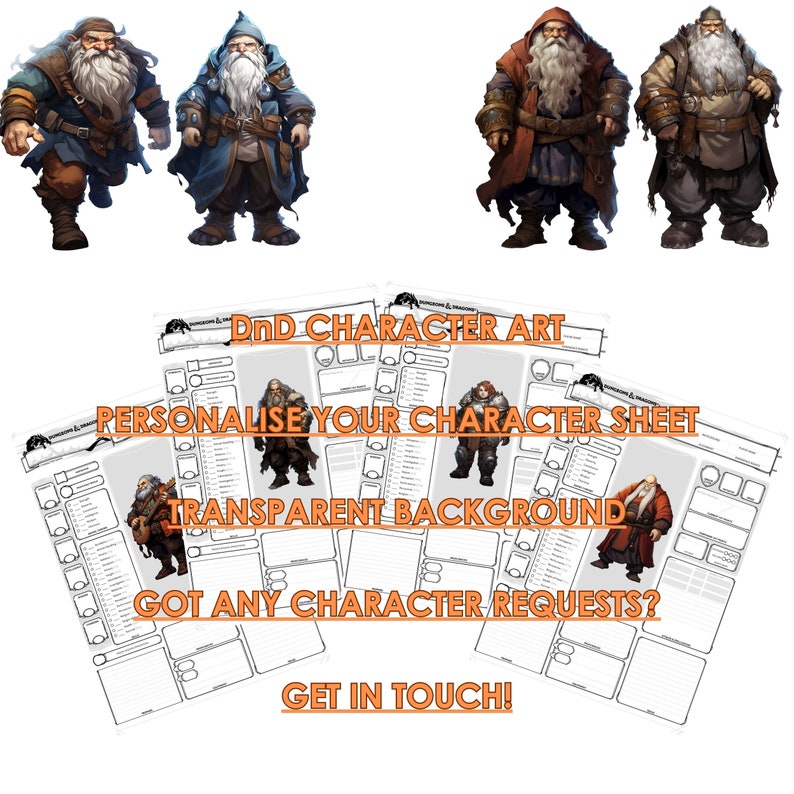 Dnd Character Art, Dnd SVG PNG, Personalise Your Dnd Character Sheet ...
