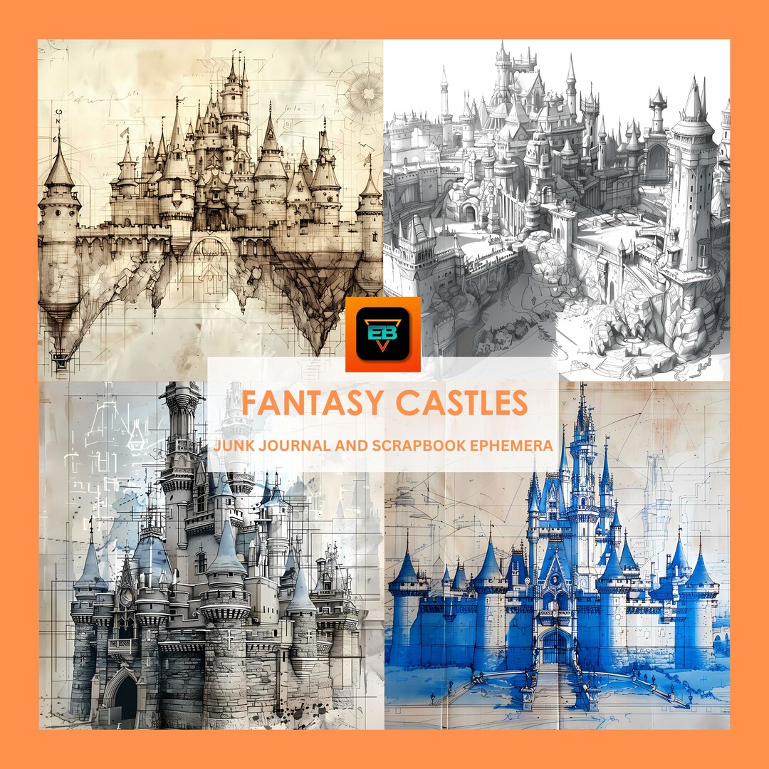 Fantasy Castle Bundle, Fantasy Ephemera Pages, Junk Journal, Scrapbook ...