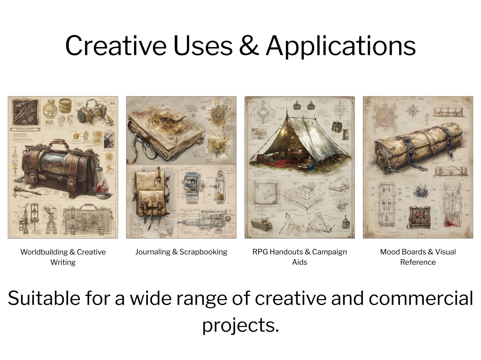 Fantasy Adventurer Gear Blueprints, Printable Dnd Journal Pages, RPG ...