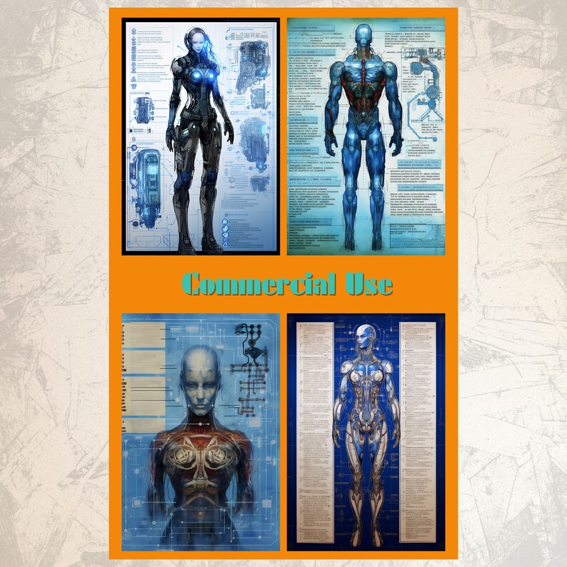 Cyberpunk Scrapbook Pages, Sci-fi Junk Journal Kit, Blueprint Diagram ...