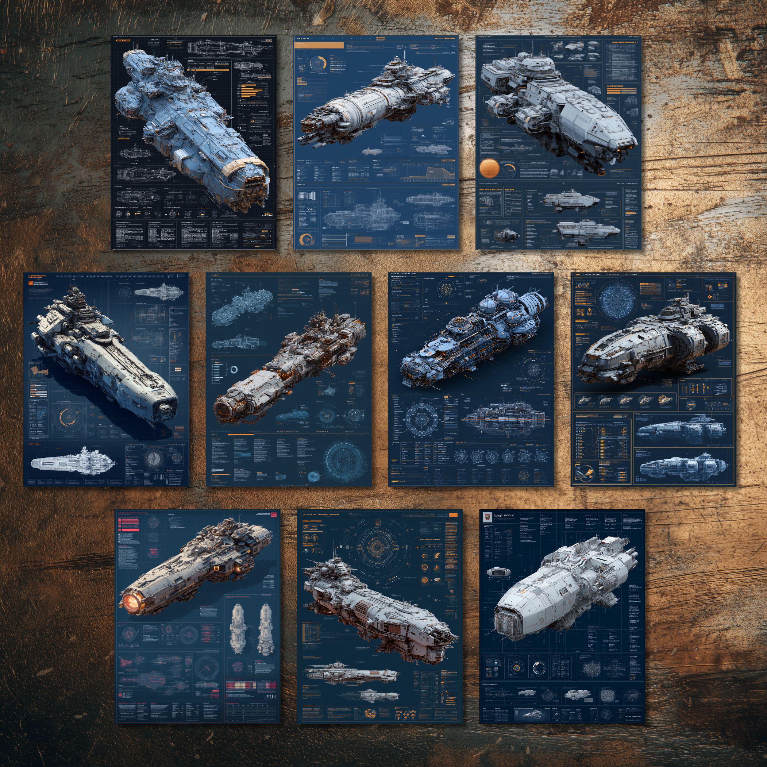 Sci-fi Spaceship Blueprints, TTRPG Handout, Cosplay Prop, Science ...