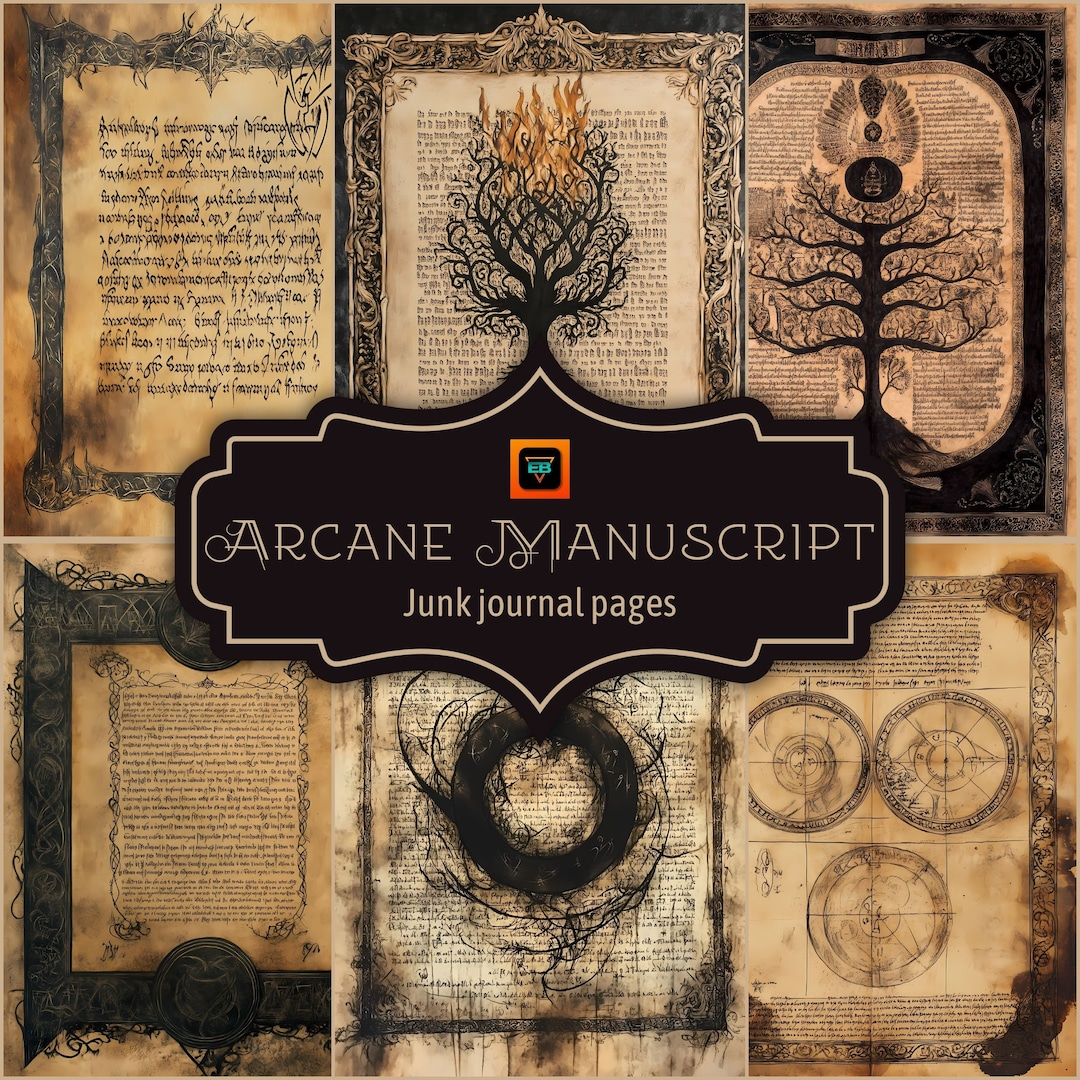 Arcane Manuscript Junk Journal Pages, Witchcraft Book of Shadows ...