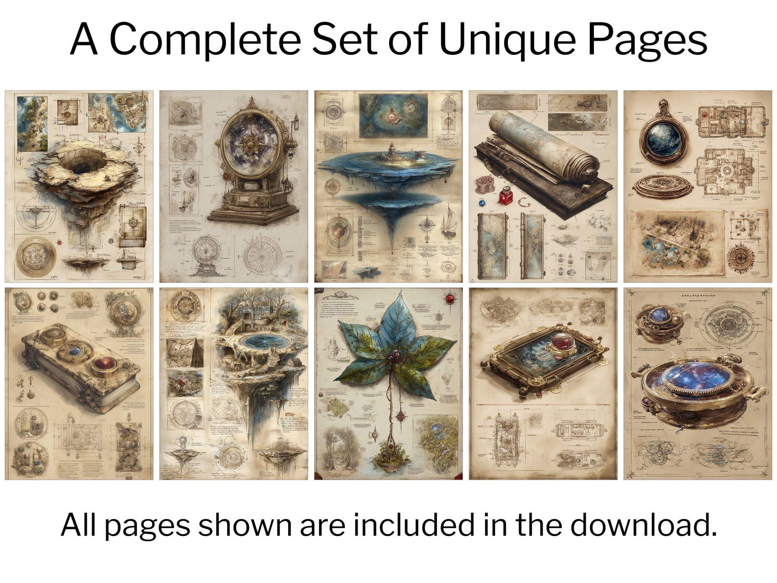 Fantasy Map Pages, Junk Journal Kit, Arcane Scrapbook Paper, Magical ...