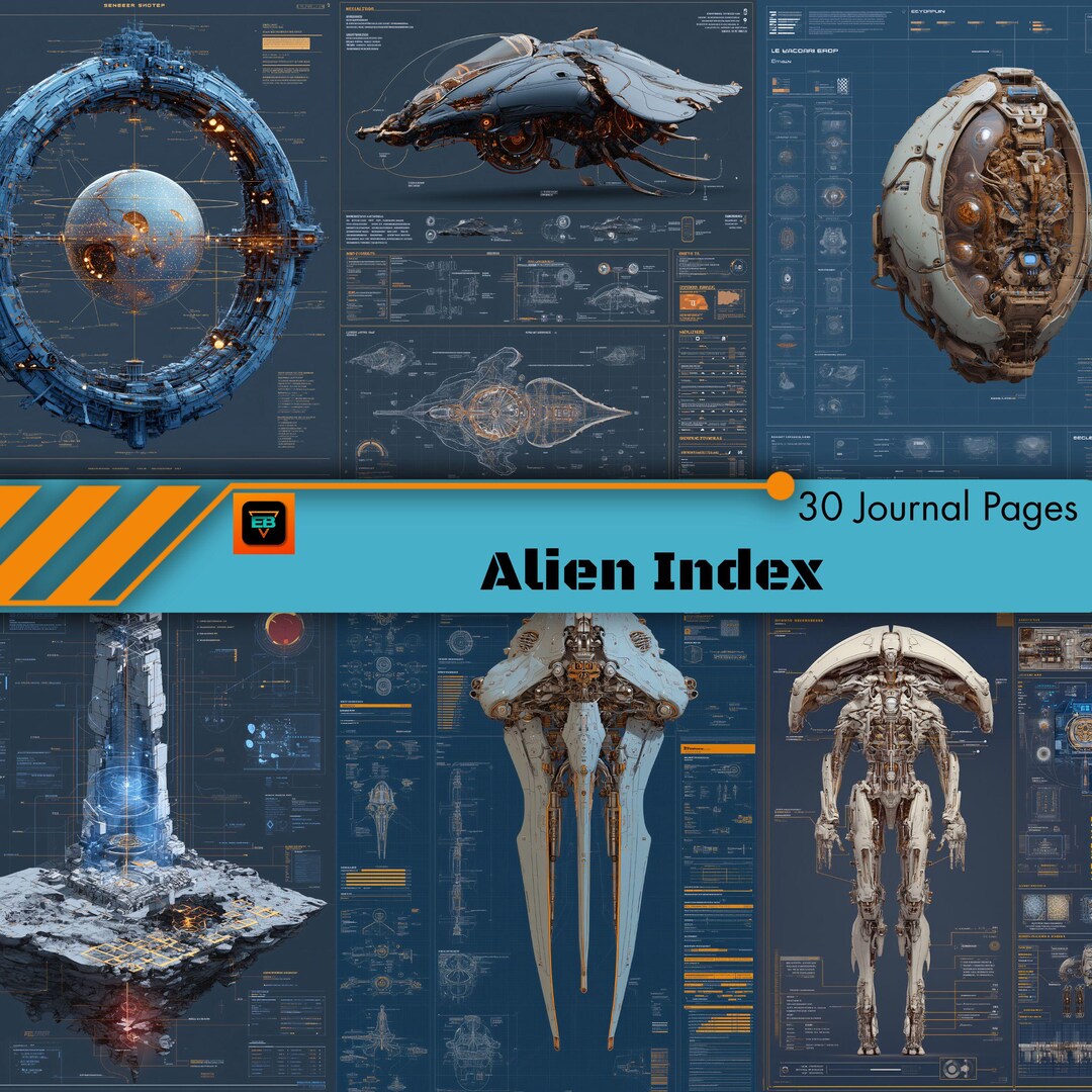 Sci-fi Alien Blueprints, TTRPG Handout, Cyberpunk Cosplay Prop, Science ...