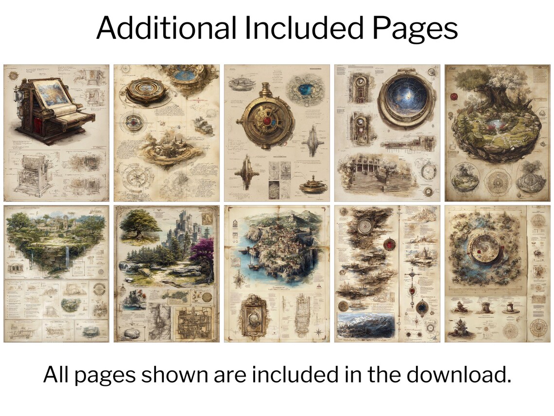 Fantasy Map Pages, Junk Journal Kit, Arcane Scrapbook Paper, Magical ...