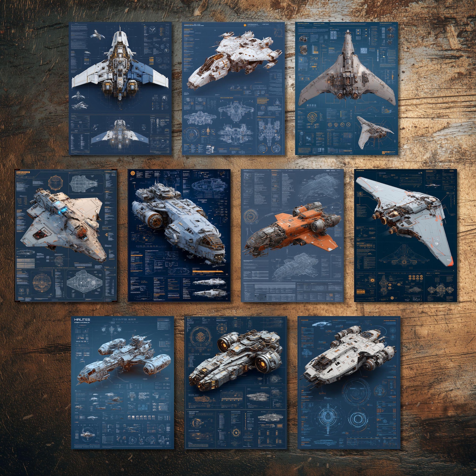 Sci-fi Spaceship Blueprints, TTRPG Handout, Cosplay Prop, Science ...