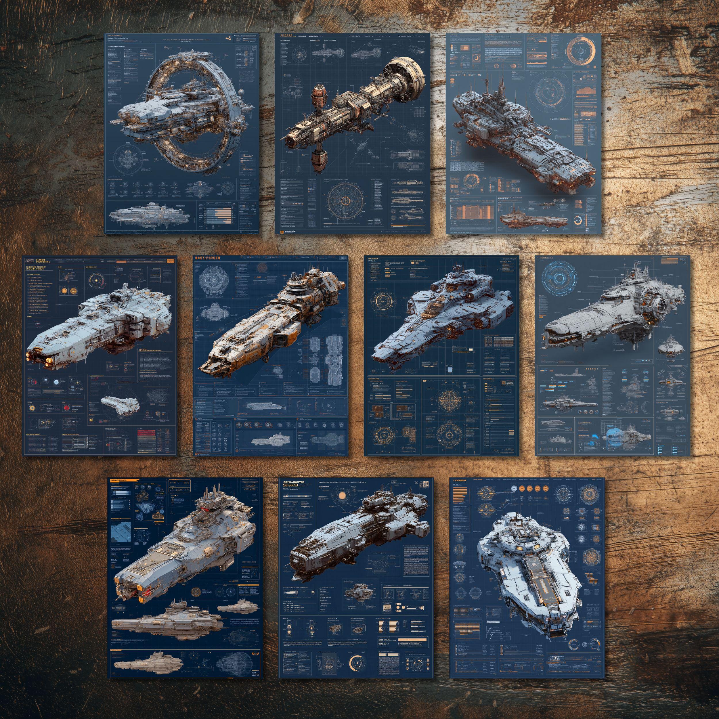 Sci-fi Spaceship Blueprints, TTRPG Handout, Cosplay Prop, Science ...