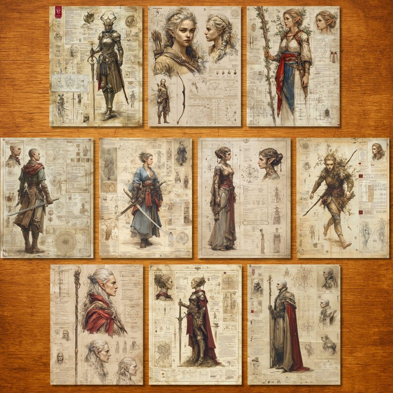 Fantasy Elf Art, Fantasy Scrapbook Pages, Grimoire Printable Sheets ...