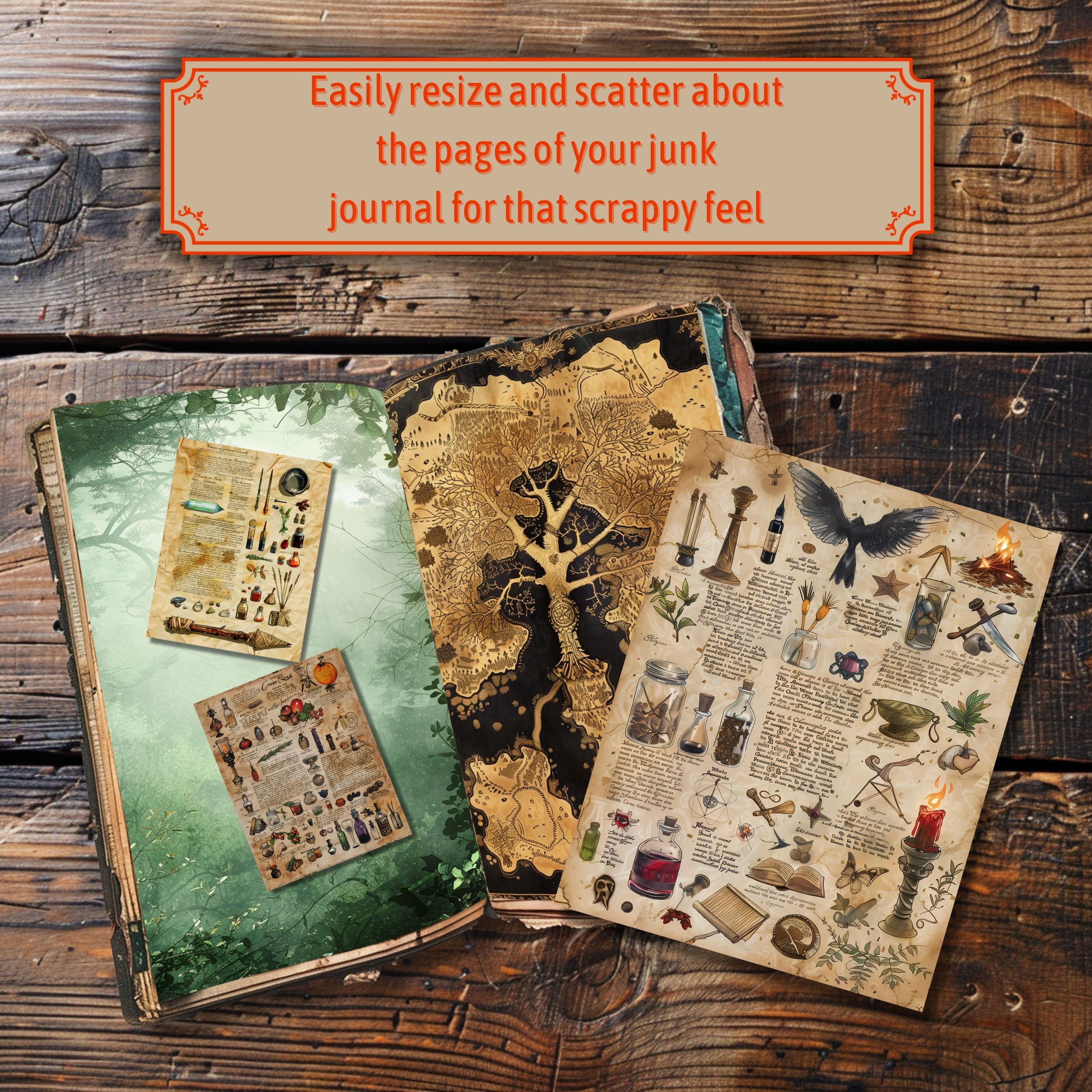 Witchcraft Junk Journal Pages, Digital Scrapbook Paper Kit, Ingredient ...