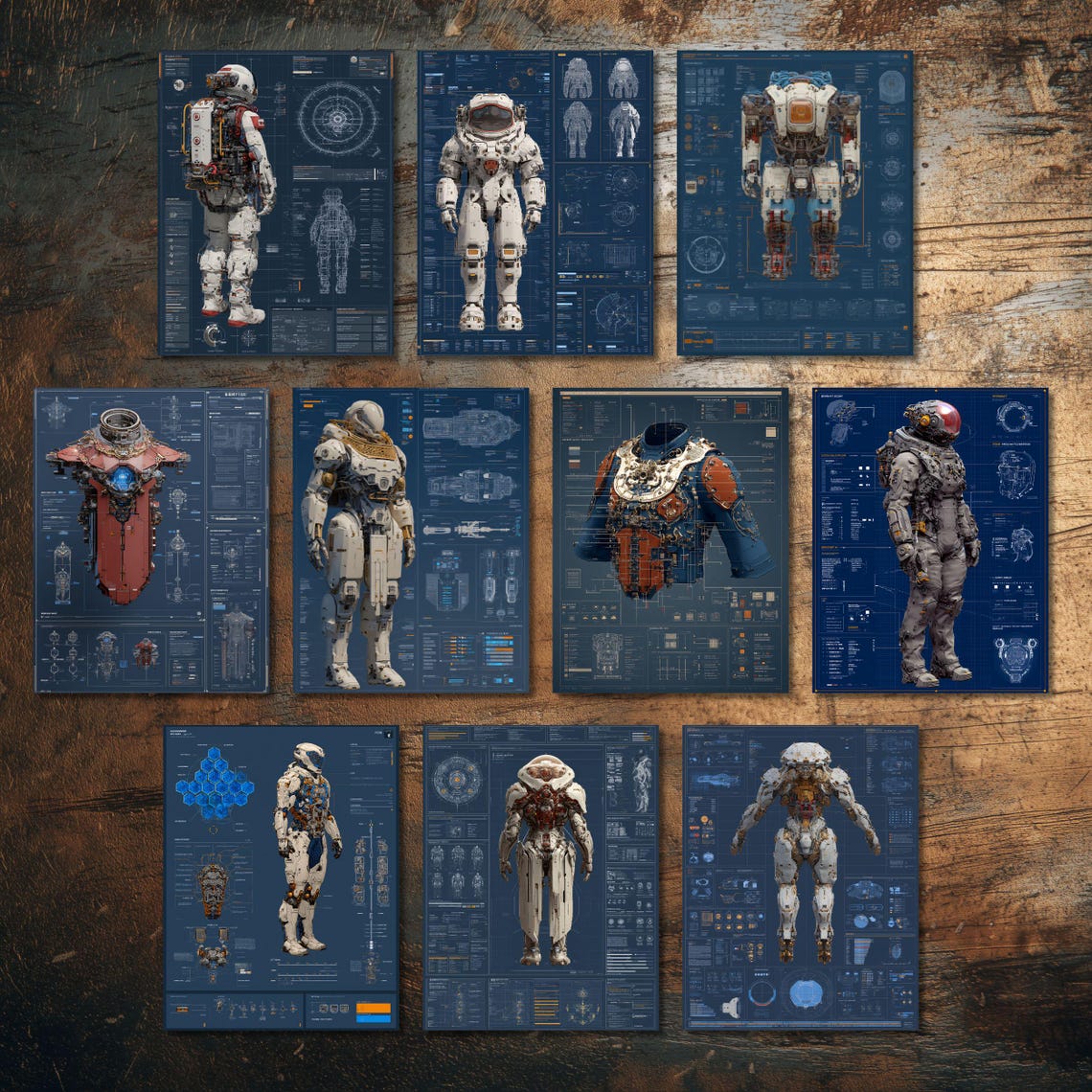 Sci-fi Power Armour Blueprints, TTRPG Handout, Cosplay Prop, Science ...
