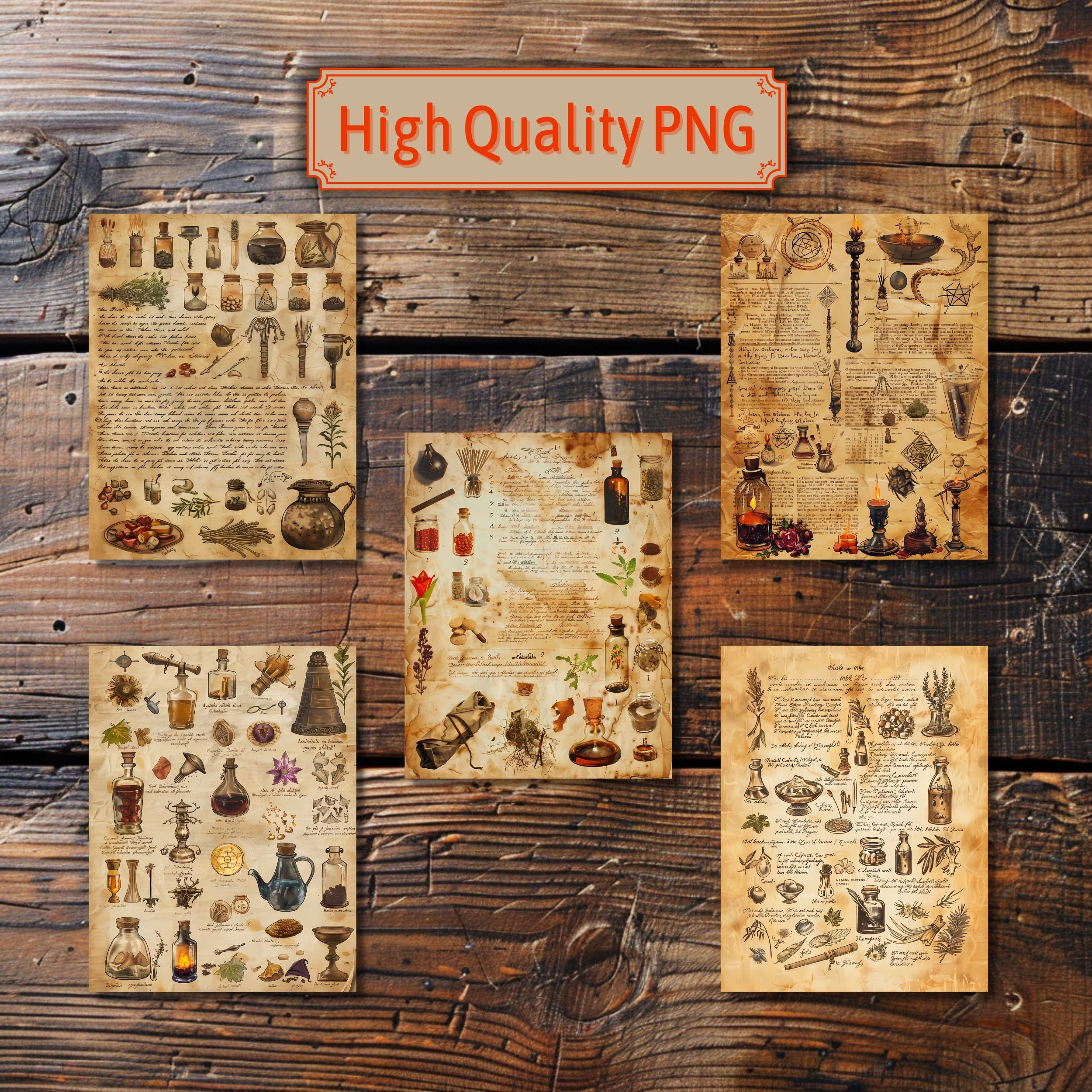 Witchcraft Junk Journal Pages, Digital Scrapbook Paper Kit, Ingredient ...