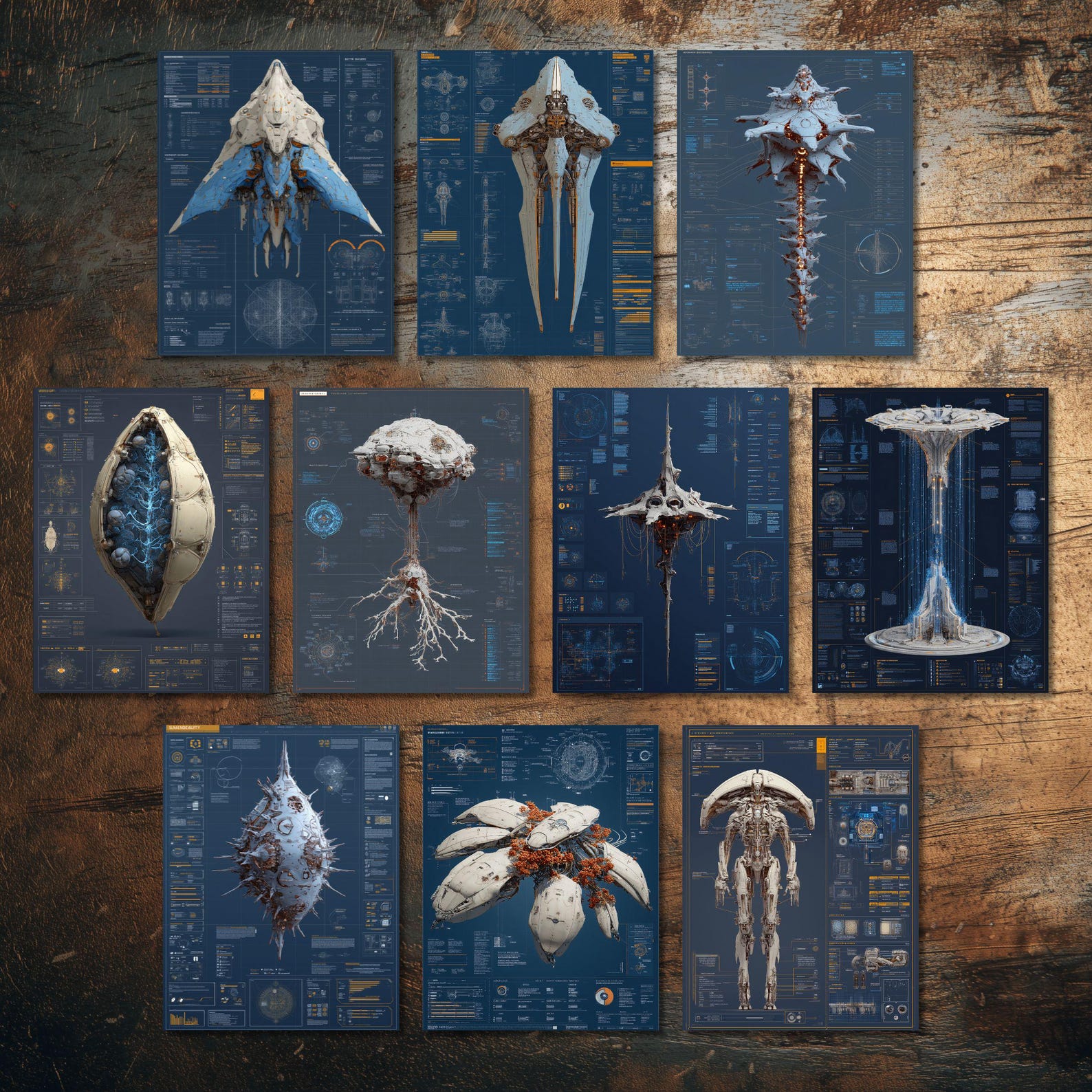 Sci-fi Alien Blueprints, TTRPG Handout, Cyberpunk Cosplay Prop, Science ...