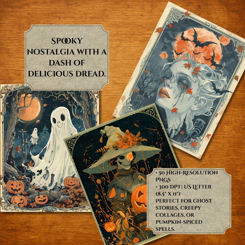 Spooky Halloween Junk Journal Pages, Digital Scrapbook Paper Kit ...