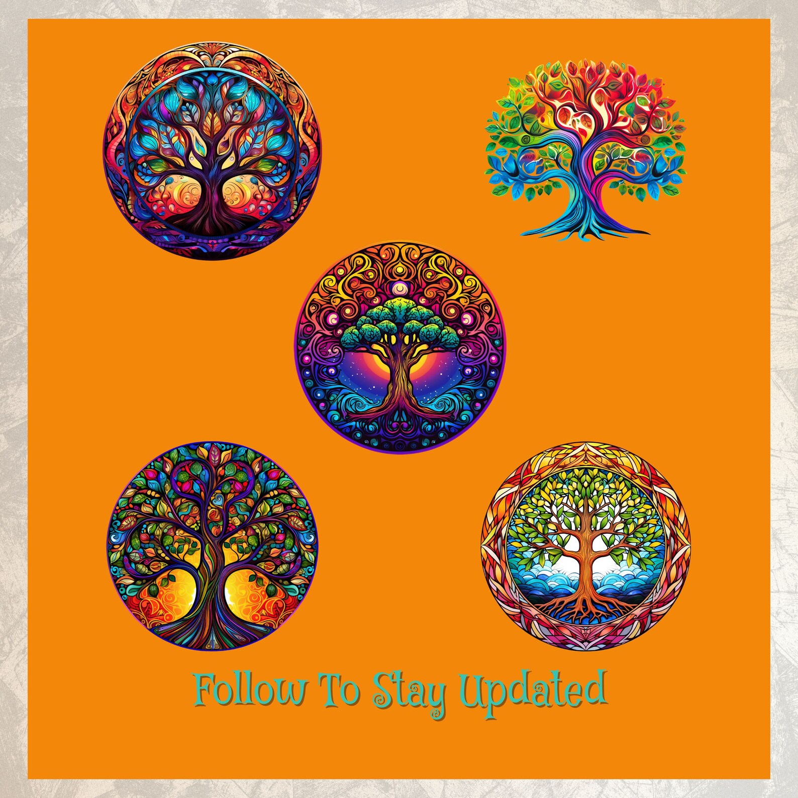 Colourful Tree of Life Collection Clipart, SVG Tree Clipart, Rainbow ...