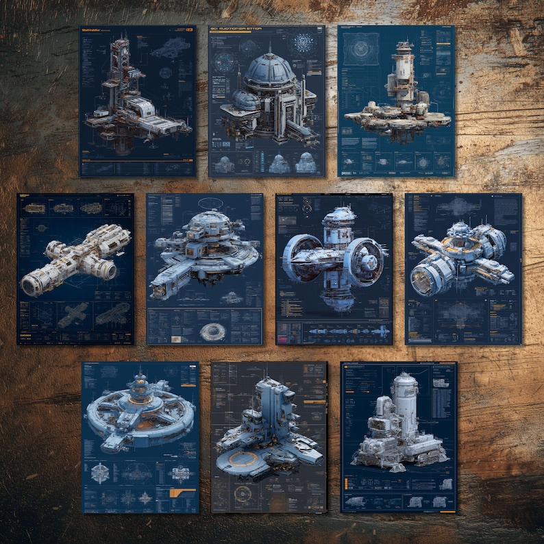 Sci-fi Space Station Blueprints, TTRPG Handout, Cosplay Prop, Science ...
