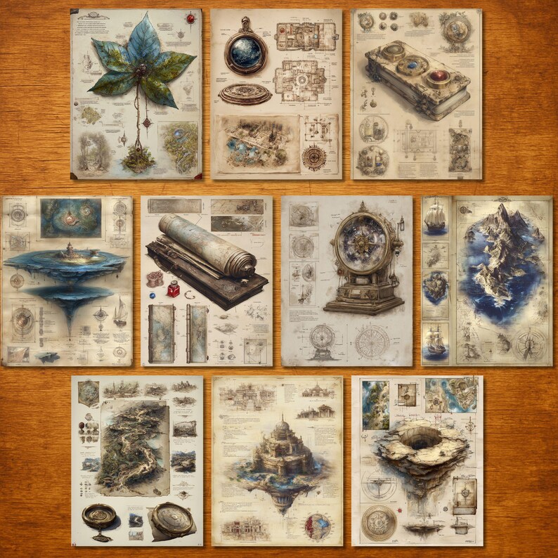 Fantasy Map Pages, Junk Journal Kit, Arcane Scrapbook Paper, Magical ...