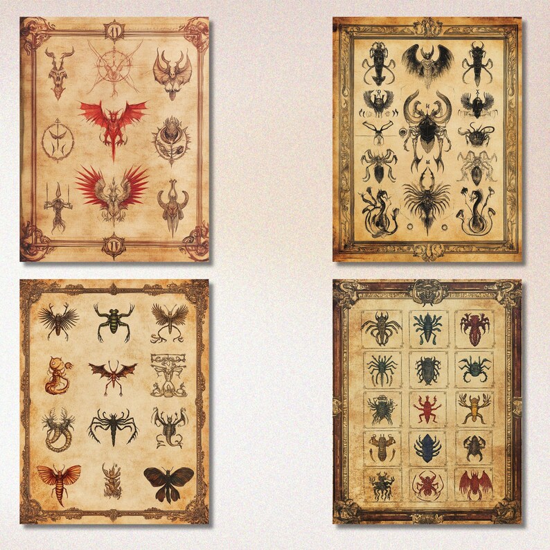 Codex Bestiary Journal Pages, Monster Scrapbook Sheets, BOS Grimoire ...