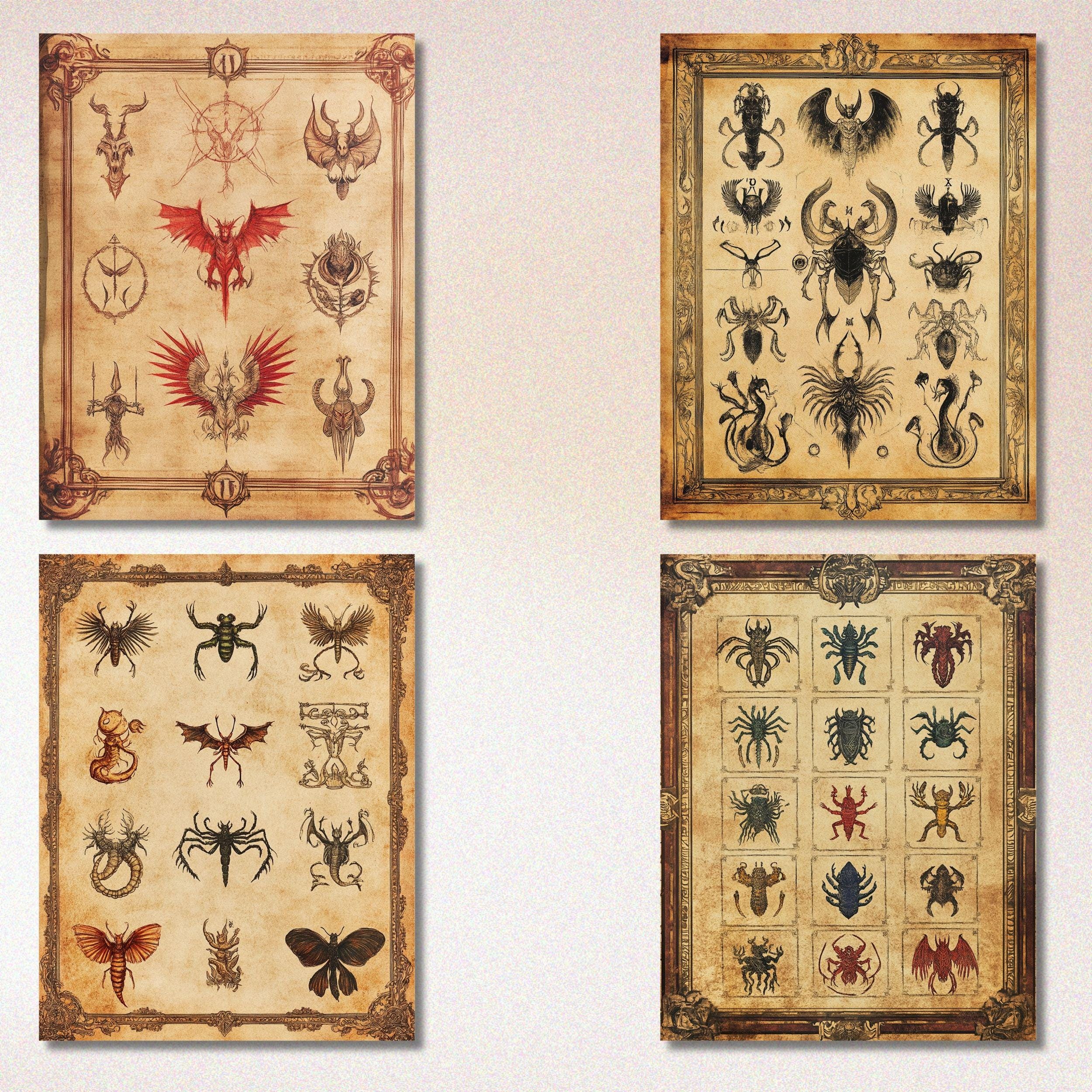 Codex Bestiary Journal Pages, Monster Scrapbook Sheets, BOS Grimoire ...